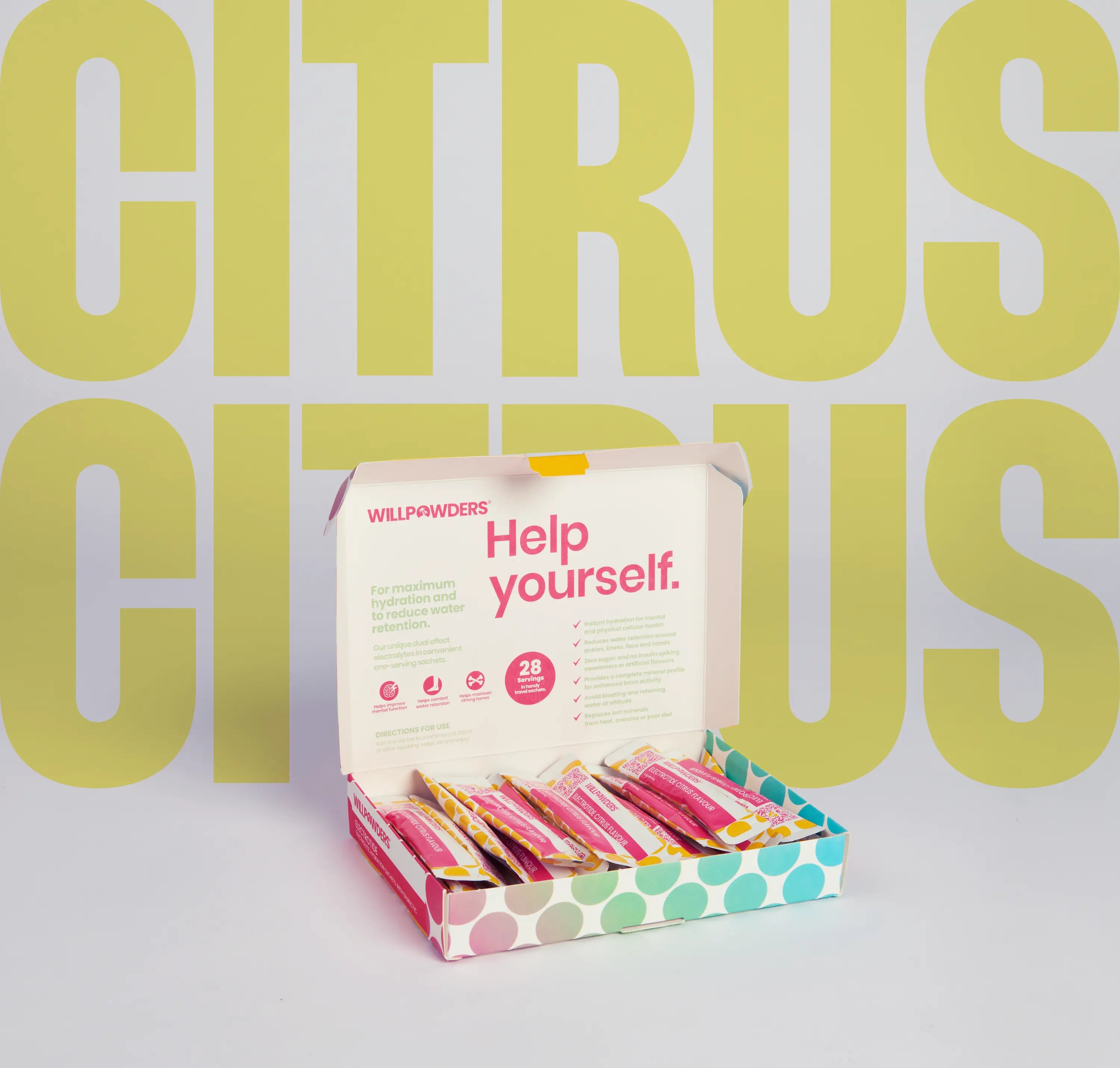 Citrus Electrolyte Powder Rehydration Sachets | ElectroTide | WillPowders