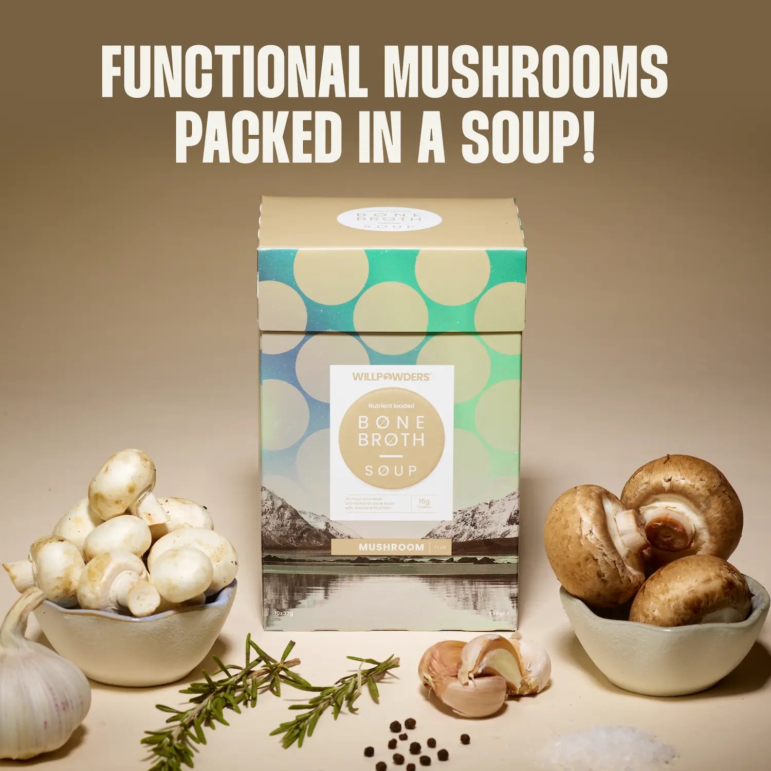 Mushroom Bone Broth Soup | Powder Sachets | WillPowders